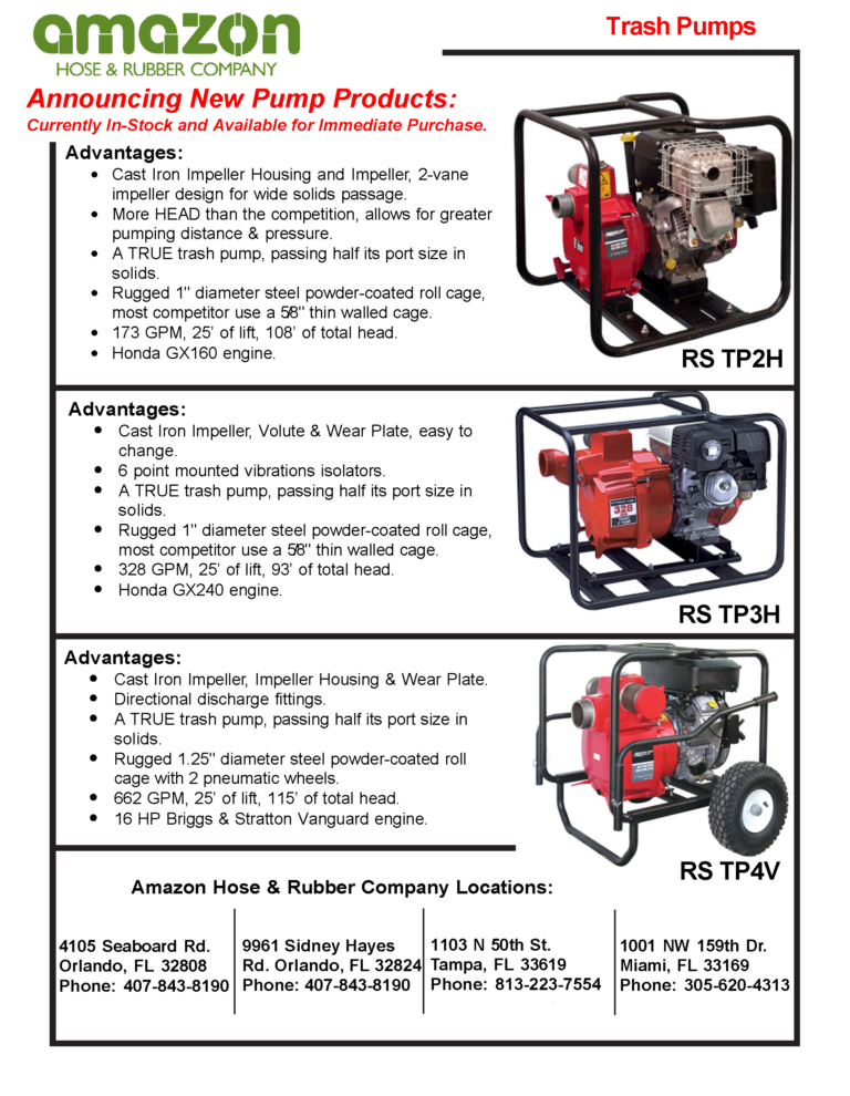 Have an Excess of Water - We Have Pumps - Amazon Hose and Rubber Company